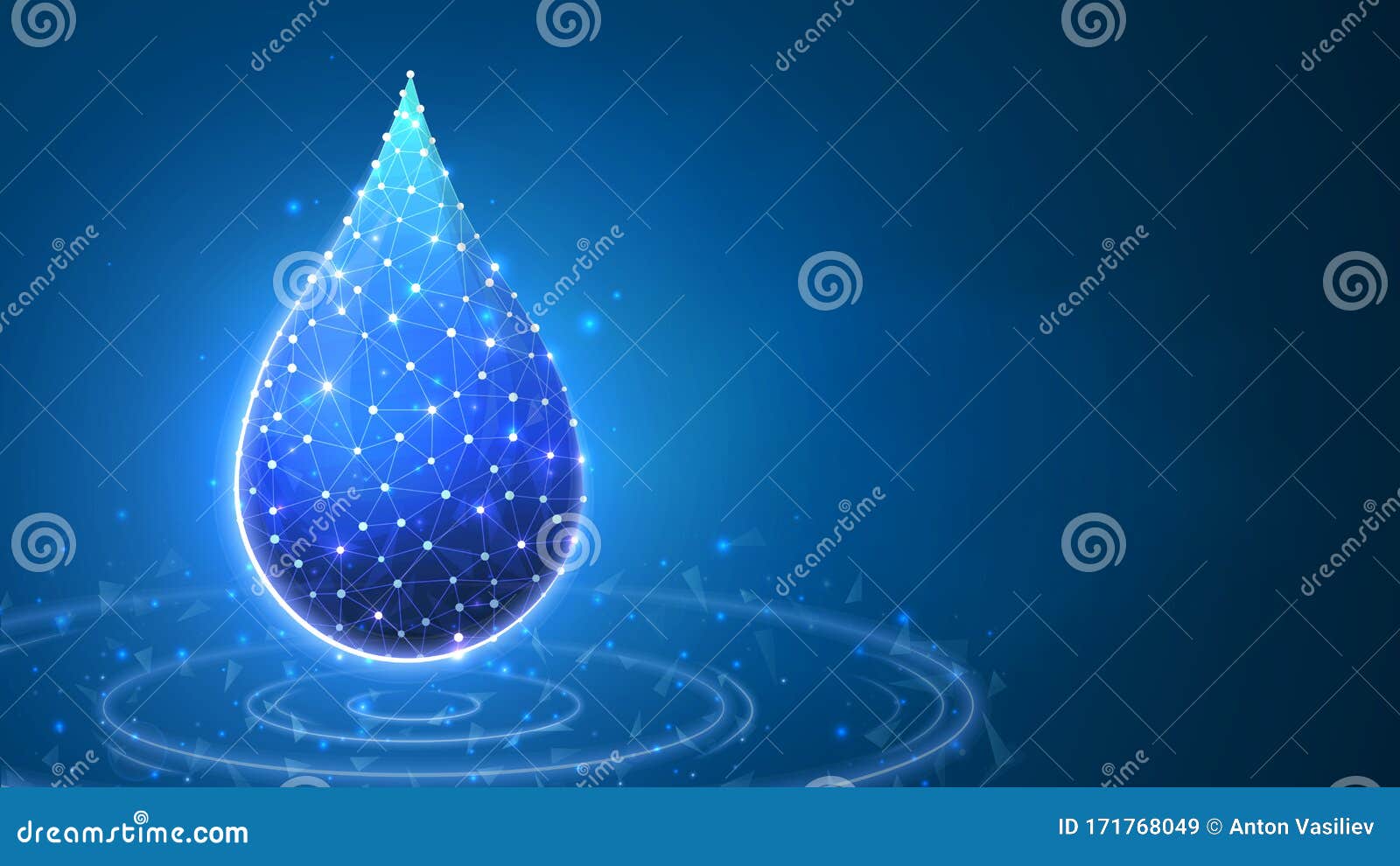 Water Drop, Clean Droplet of Water with Lines. Liquid Concept. Abstract ...