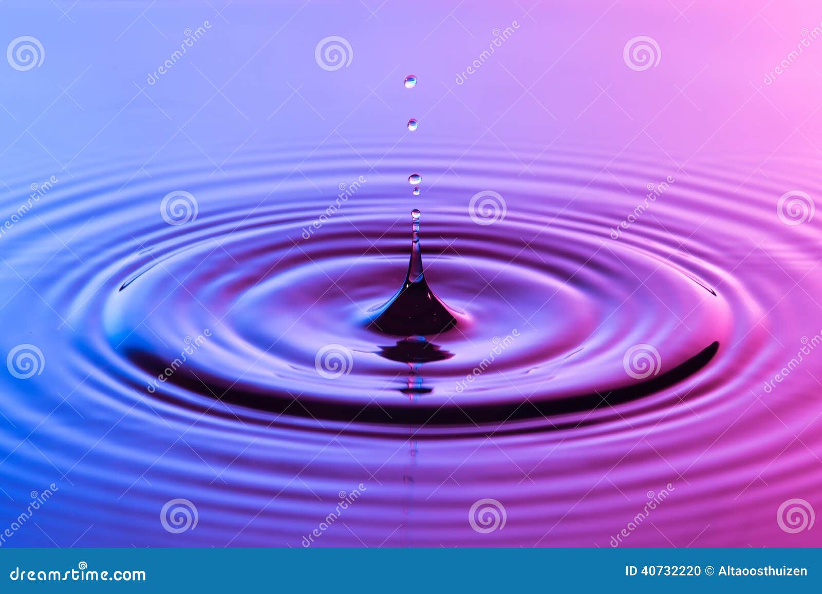 Water Drop Close Up with Concentric Ripples Colourful Blue and P Stock ...