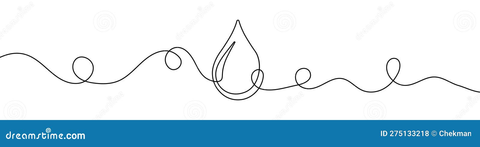 Water Drop in Continuous Line Drawing Style. Line Art of Drop Icon ...