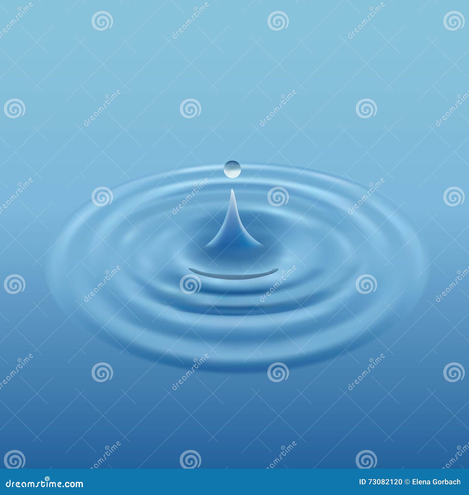 Water Drop . 3d Illustration. Blue Splash Ripple . Texture: Gradient ...