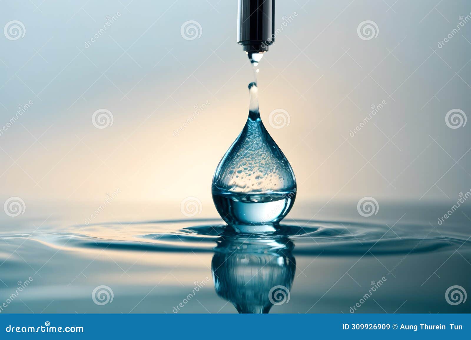 A Water Drop Dropping from a Tap Stock Illustration - Illustration of ...