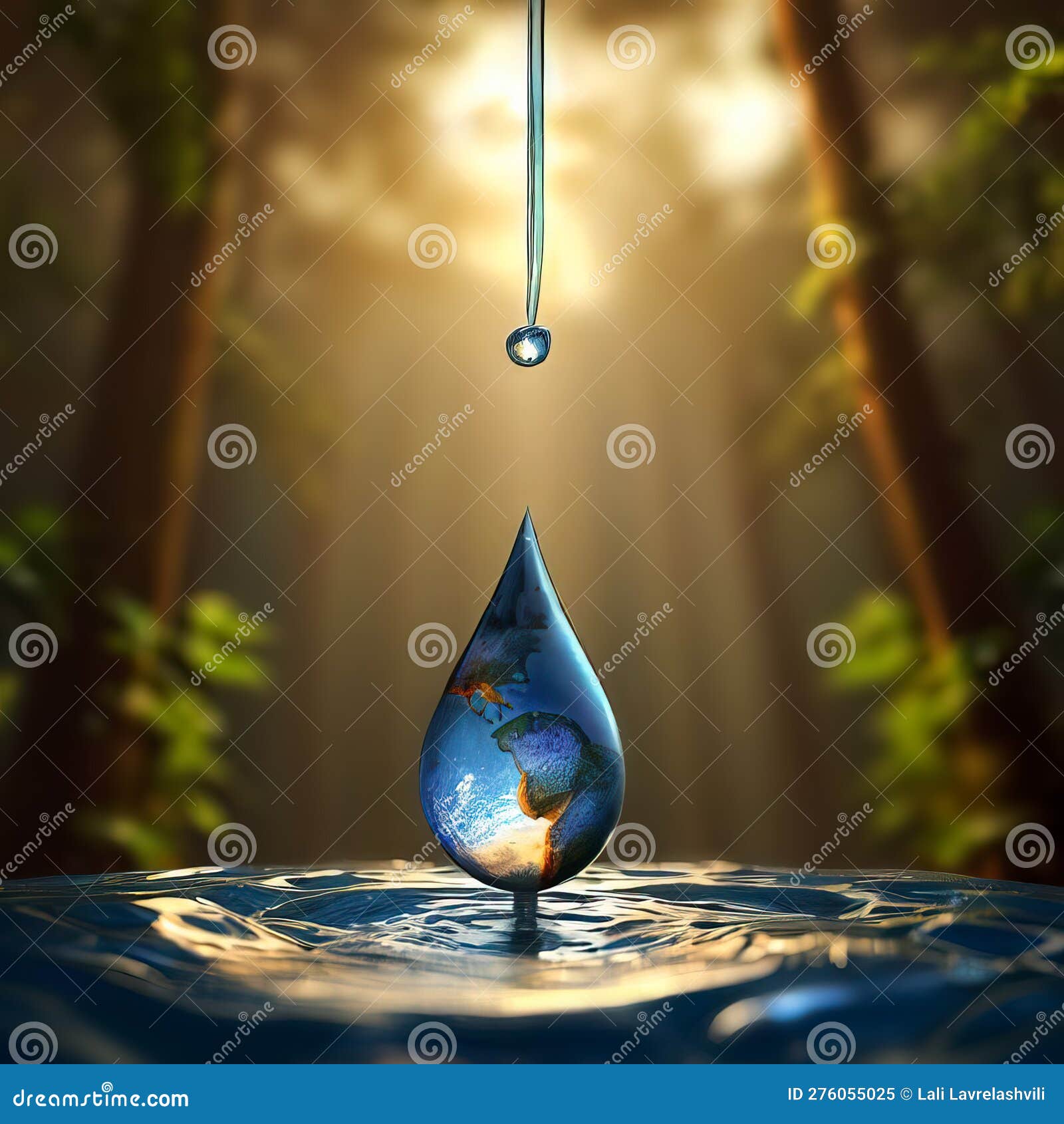 Water Drop with Earth in Deep Forest, World Water Day, Generative AI ...