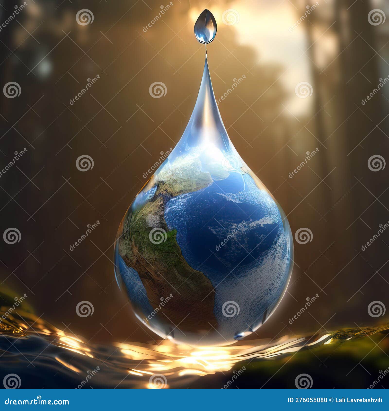 Water Drop with Earth in Deep Forest, World Water Day, Generative AI ...