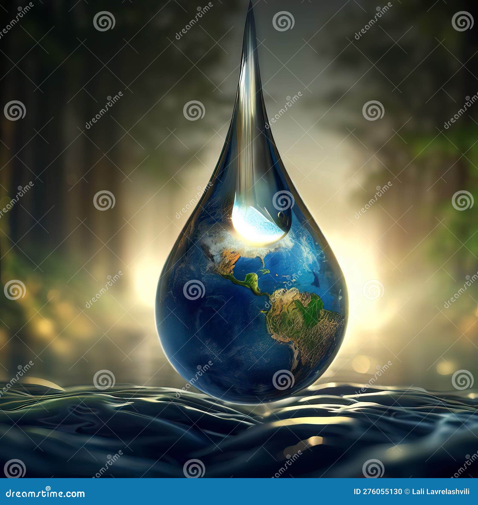 Water Drop with Earth in Deep Forest, World Water Day, Generative AI ...
