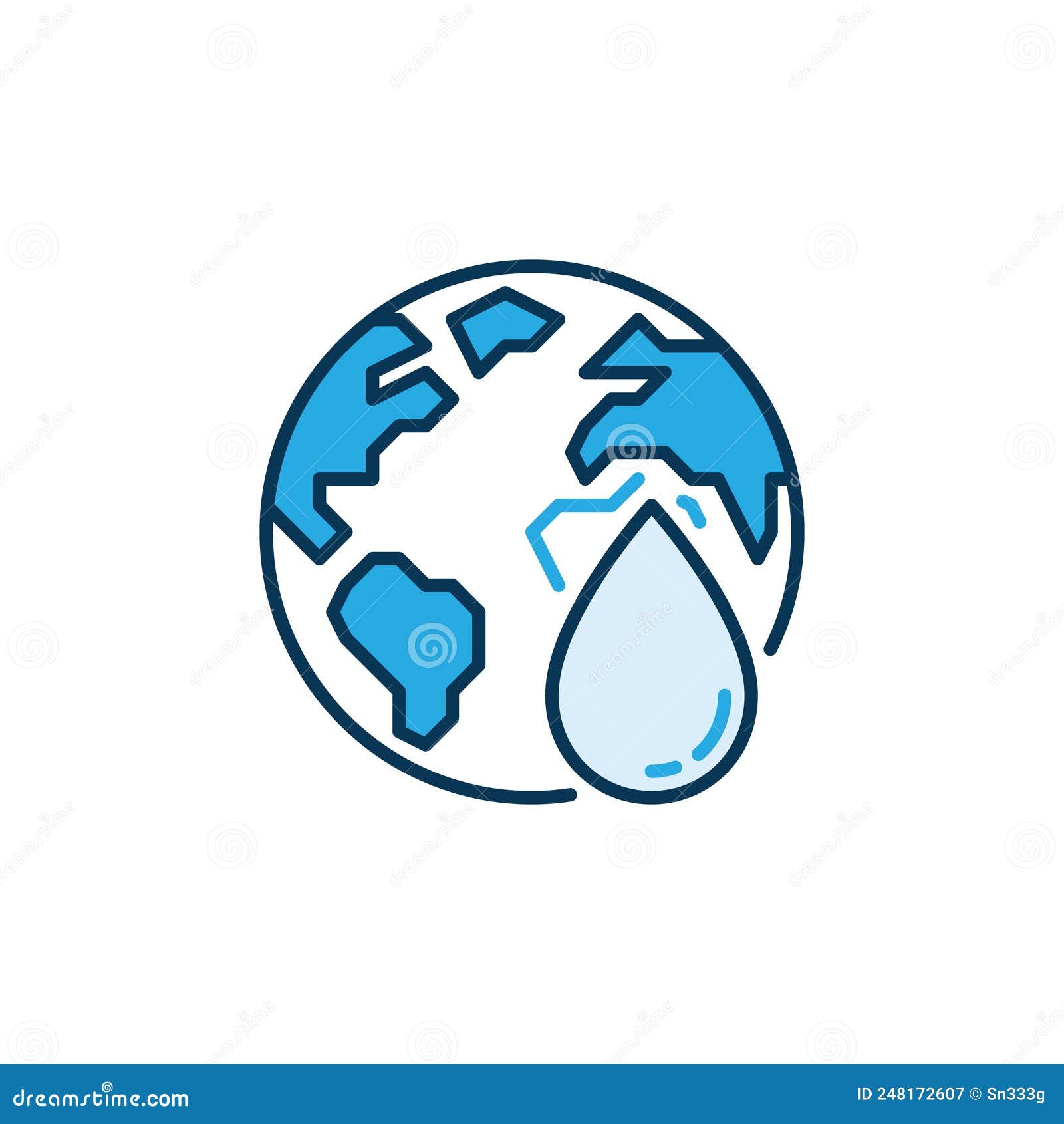 Water Drop with Earth Globe Vector Modern Icon Stock Vector ...