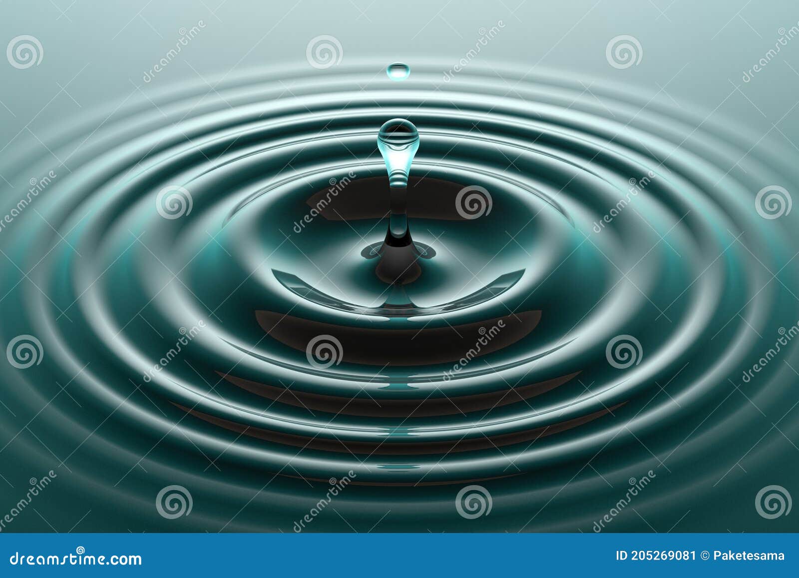 Water Drop Falling into Water Surface with Ripples Stock Illustration ...