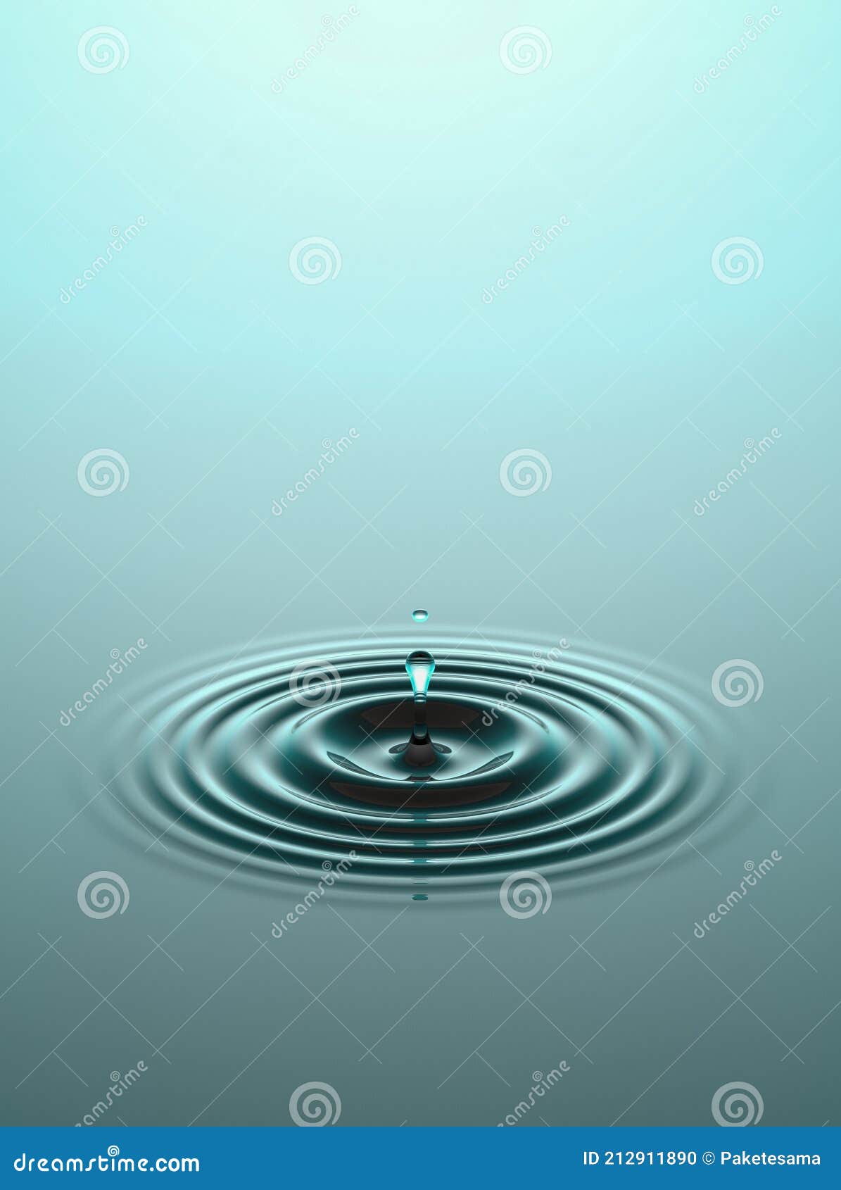 Water Drop Falling into Water Surface with Ripples Stock Illustration ...