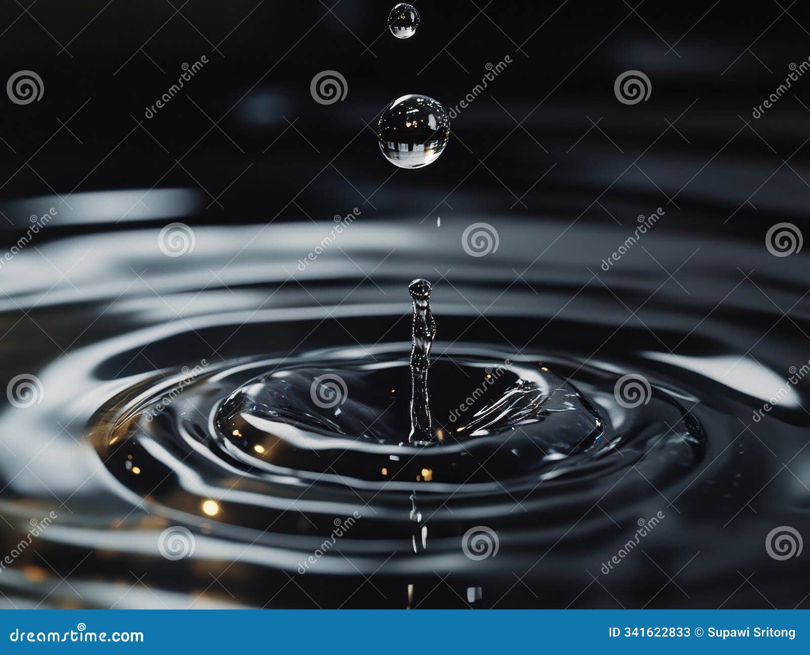 Water Drop Falling into Water. Generative AI Illustration Stock ...