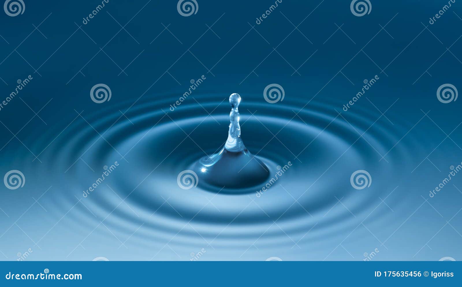 Beautiful Circle Ripples and Falling Water Drop with Splash Stock Photo ...