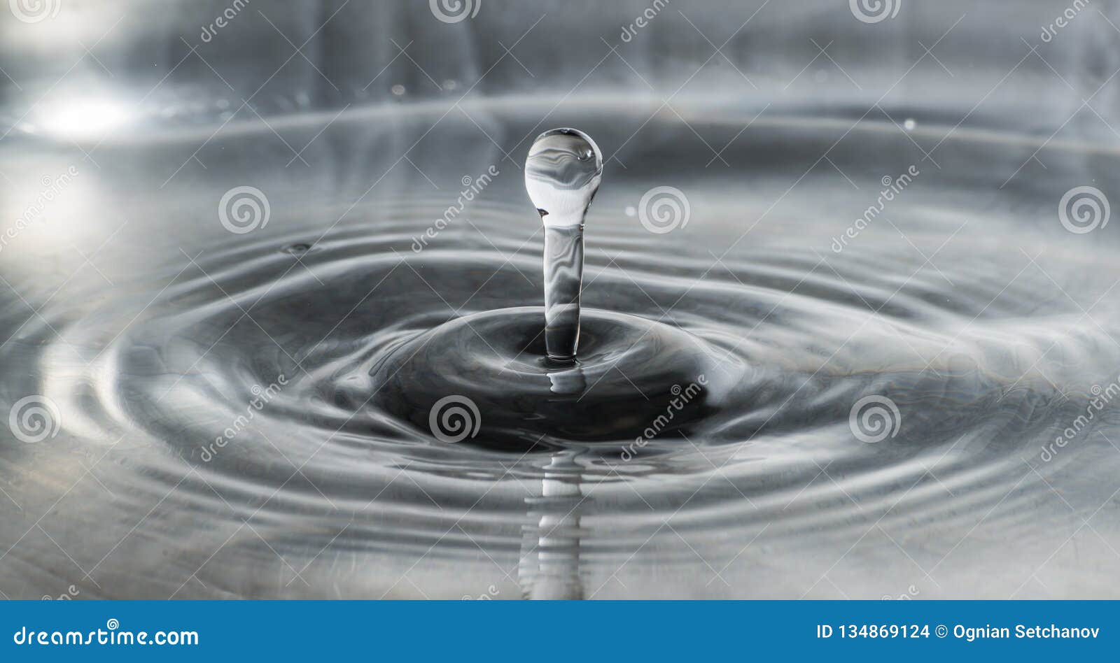 Water Drop Falling into Water Making a Concentric Circles Stock Photo ...
