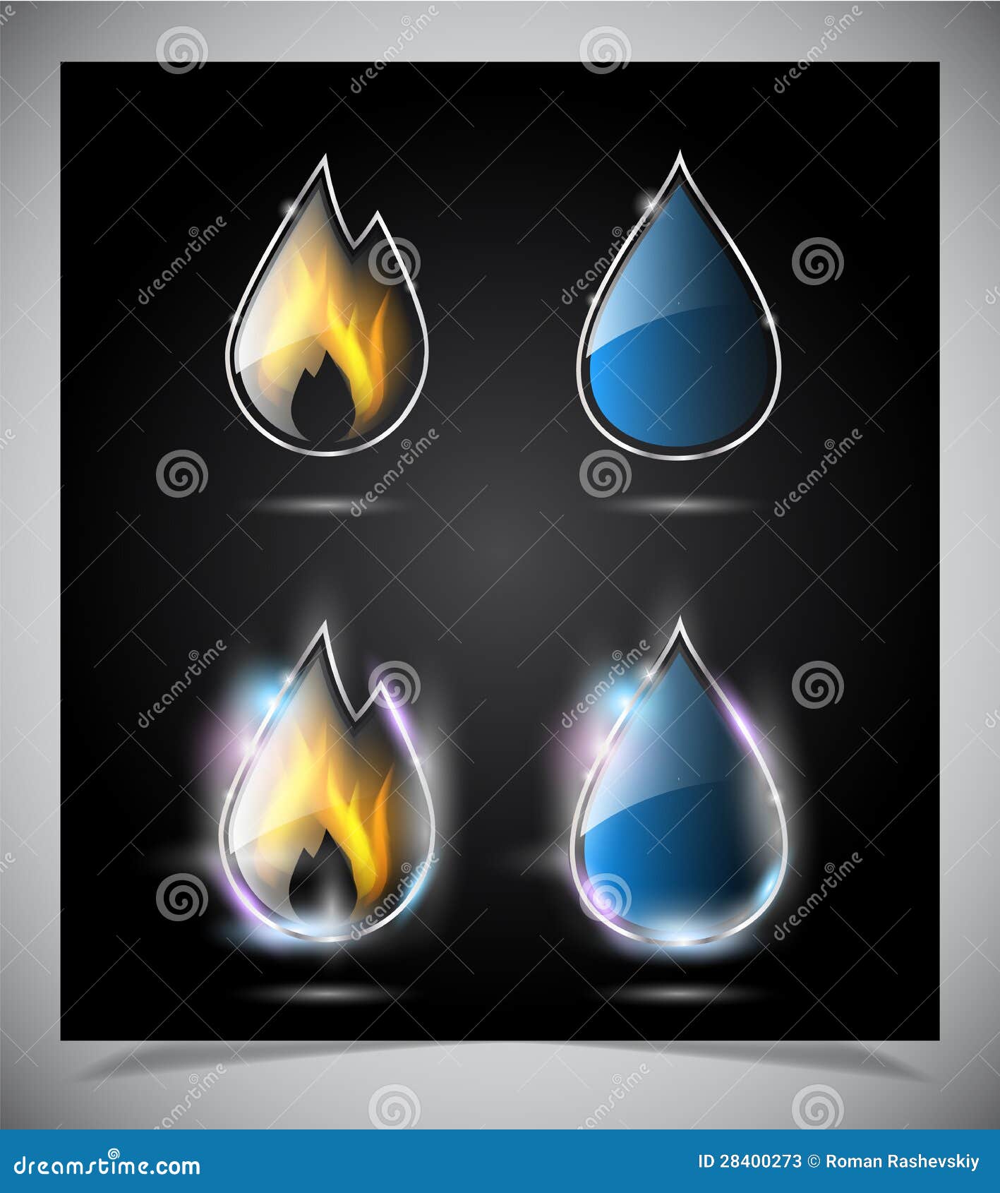 Water drop and fire icons stock vector. Illustration of drop - 28400273