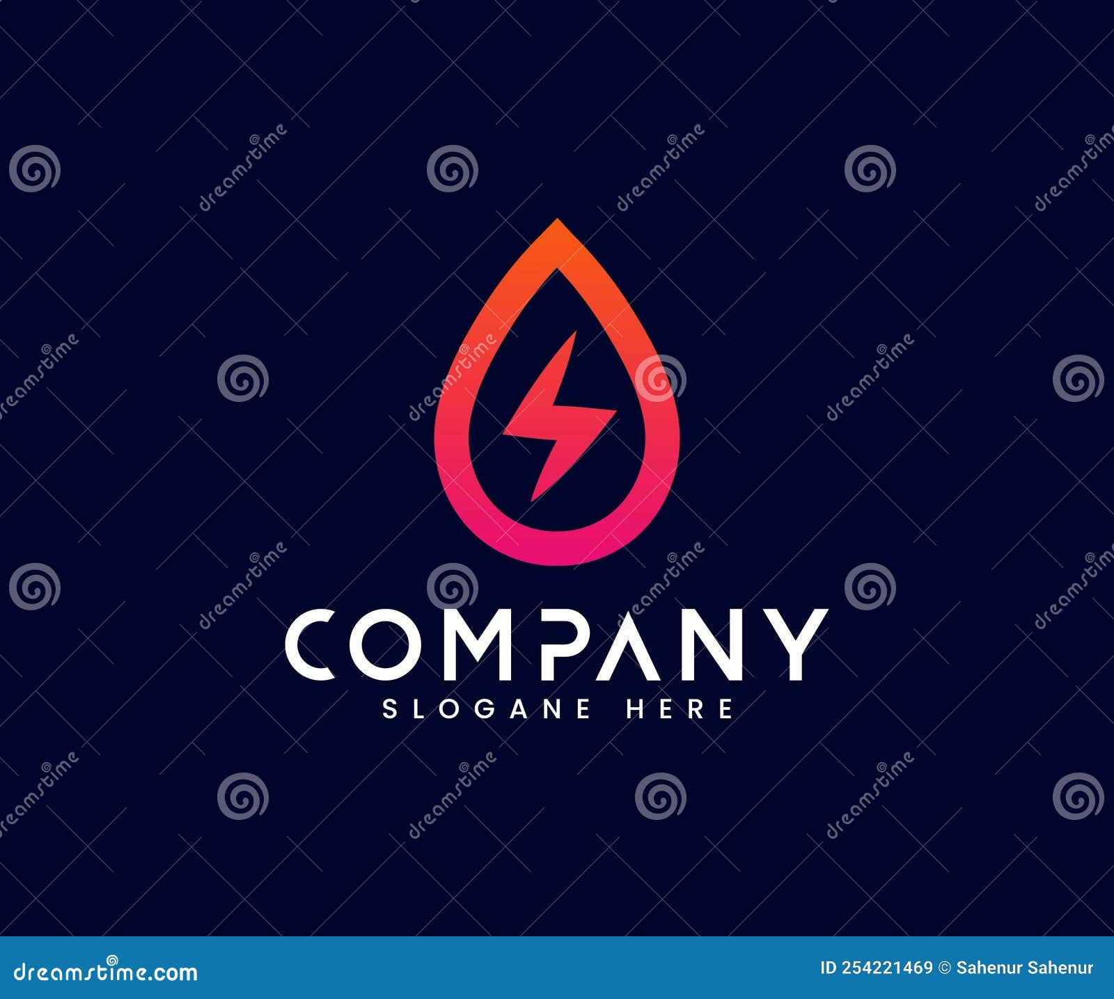 Water Drop Flash Thunderbolt Logo Design Green Energy Vector Stock ...