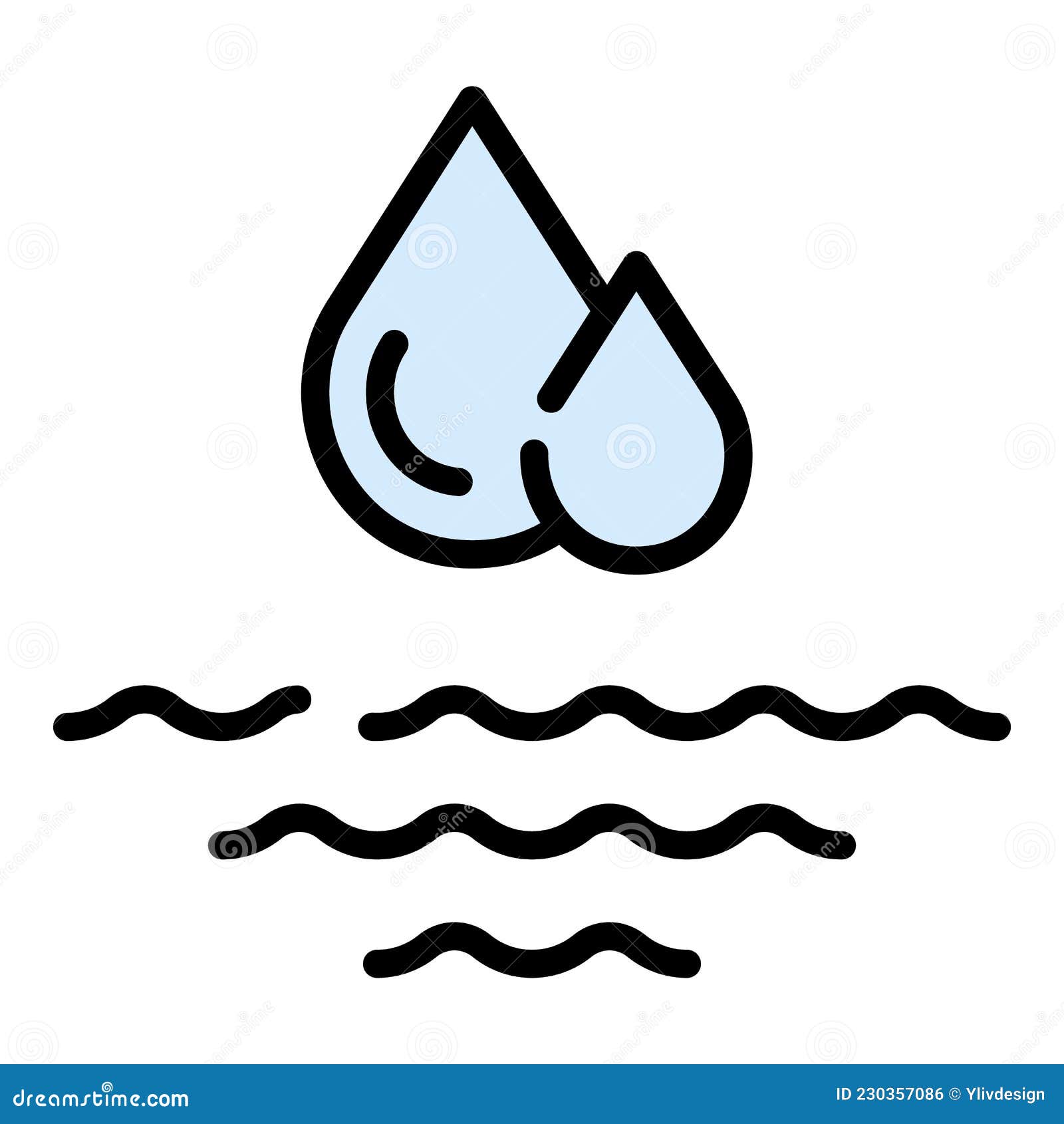 Flood Color Line Icon. An Overflow Of Water That Submerges Land That Is ...