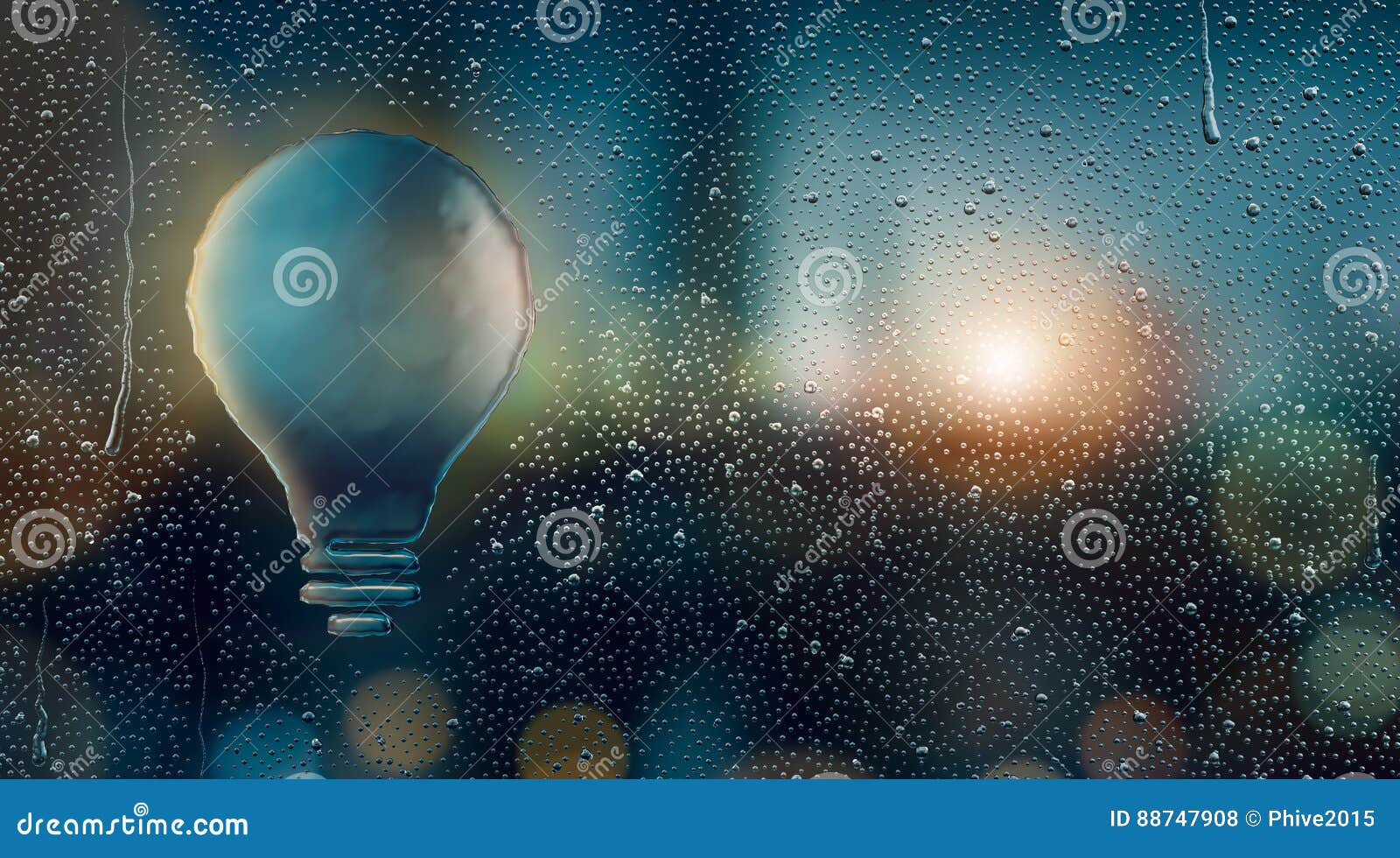 Water Drop Forming a Light Bulb Stock Illustration - Illustration of ...
