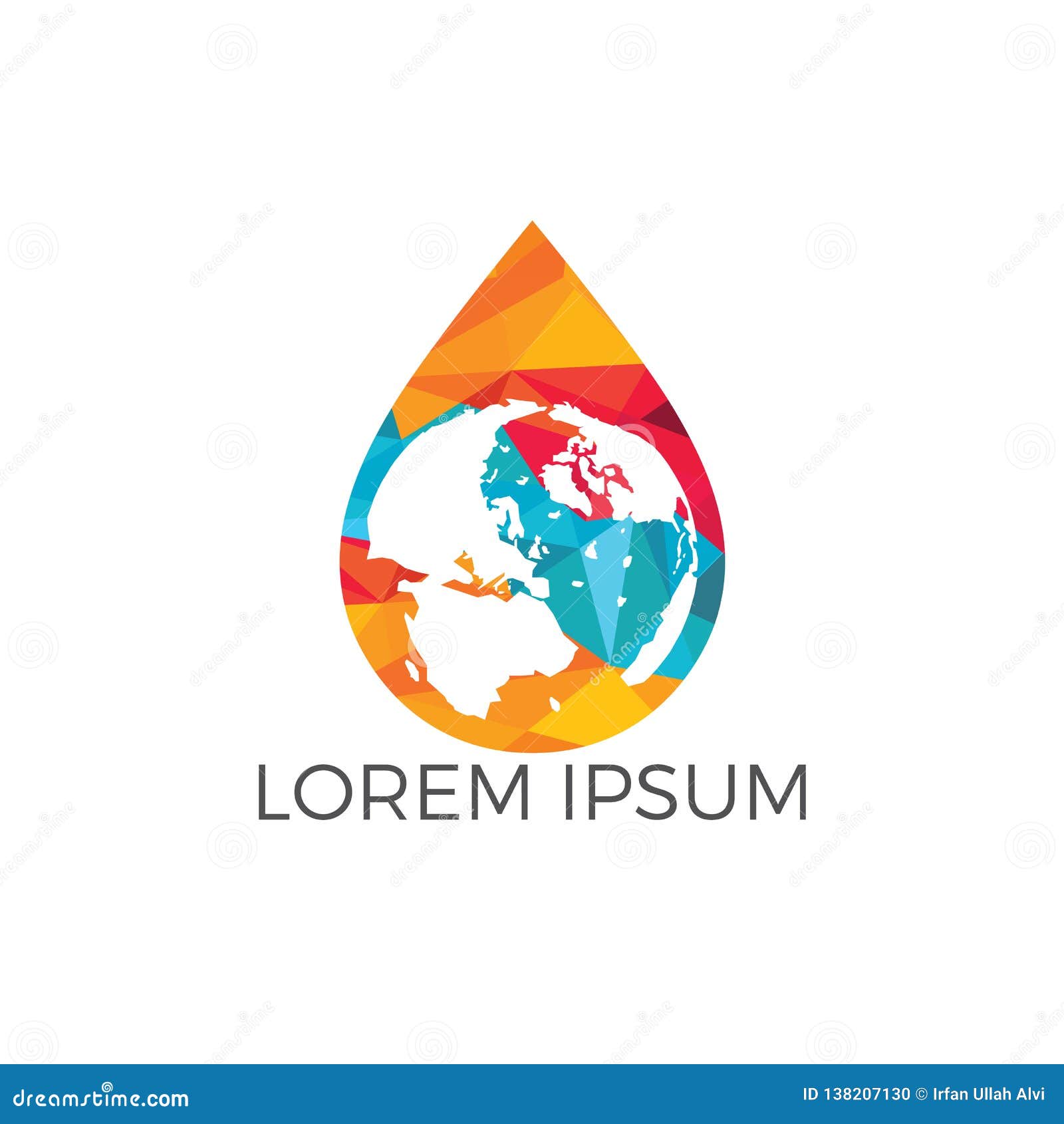 Water Drop with a World Map Vector Design. Stock Vector - Illustration ...