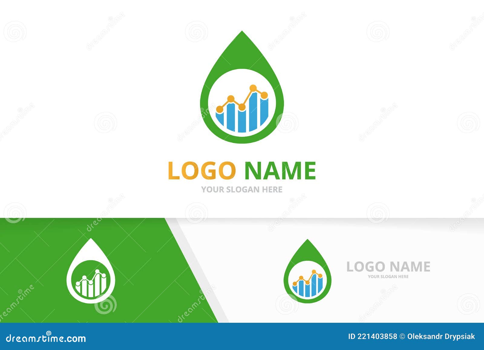 Water Drop and Graph Logo Combination. Unique Chart Logotype Design ...
