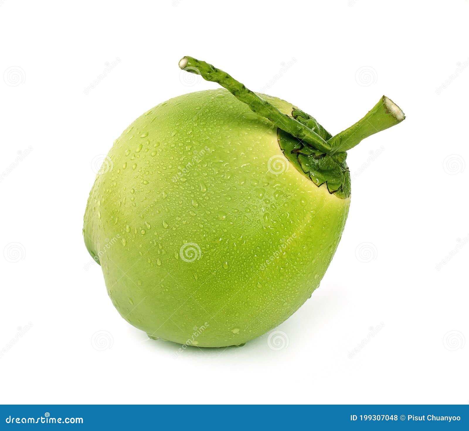 Water Drop Green Coconut Isolated on White Background Stock Photo ...