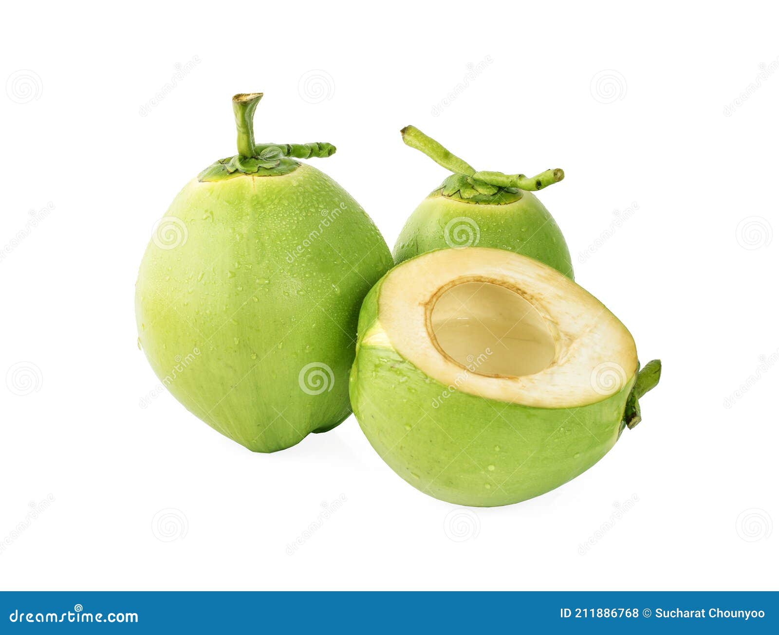 Water Drop Green Coconut Isolated on White Background Stock Photo ...