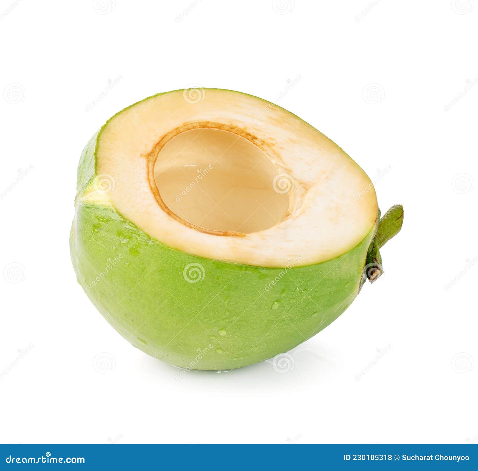Water Drop Green Coconut Isolated on White Background Stock Photo ...