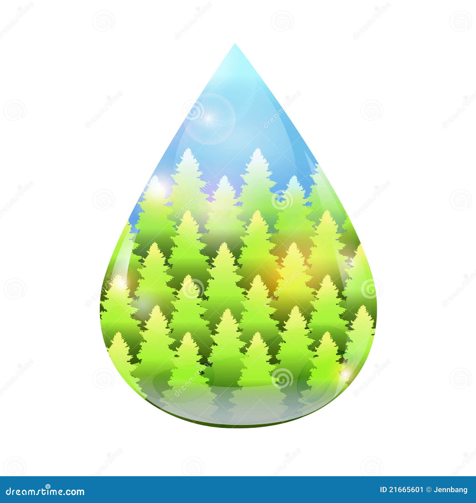 Water drop green trees stock illustration. Illustration of natural ...