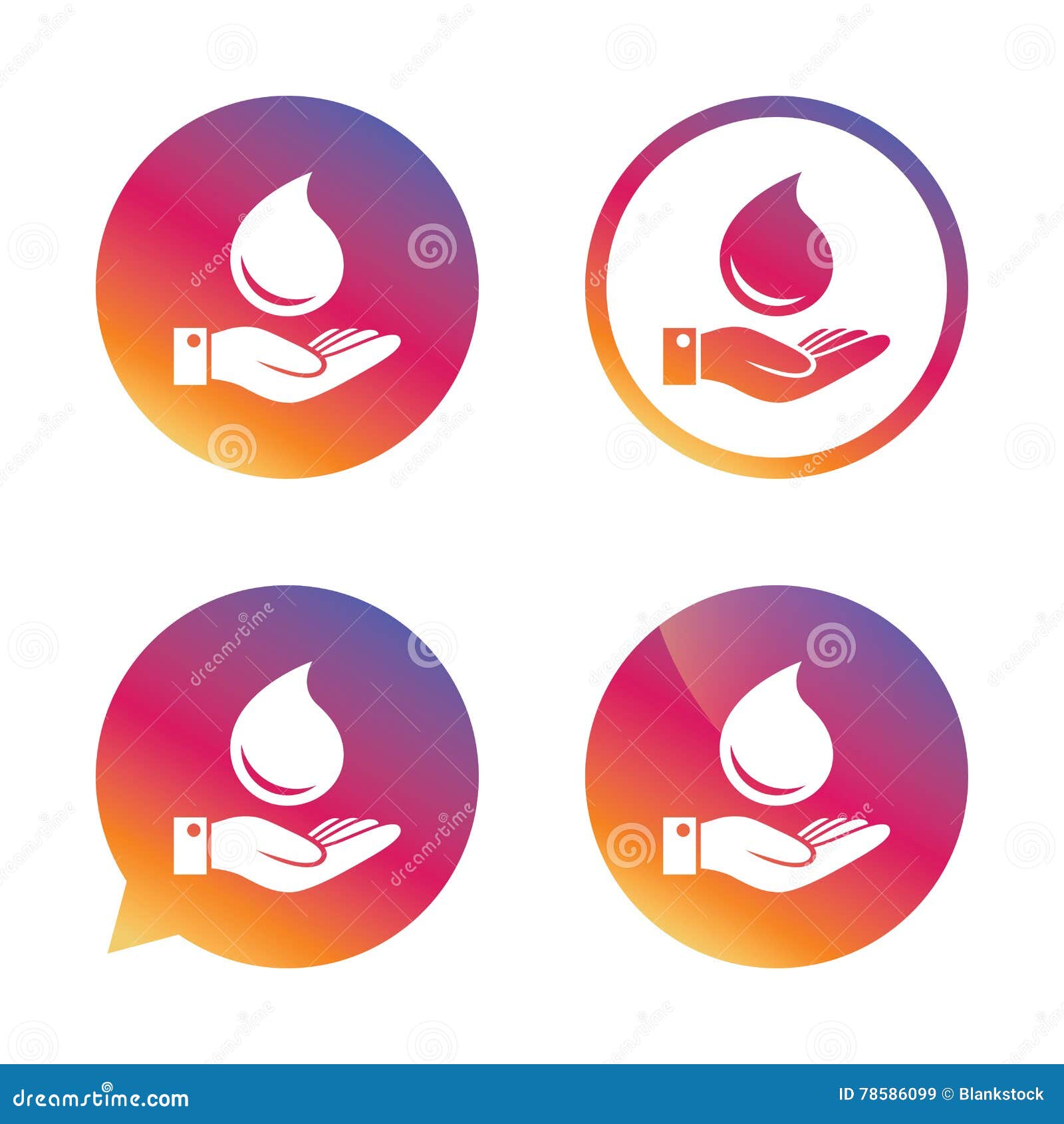 Water Drop and Hand Sign. Save Water Symbol Stock Vector - Illustration ...