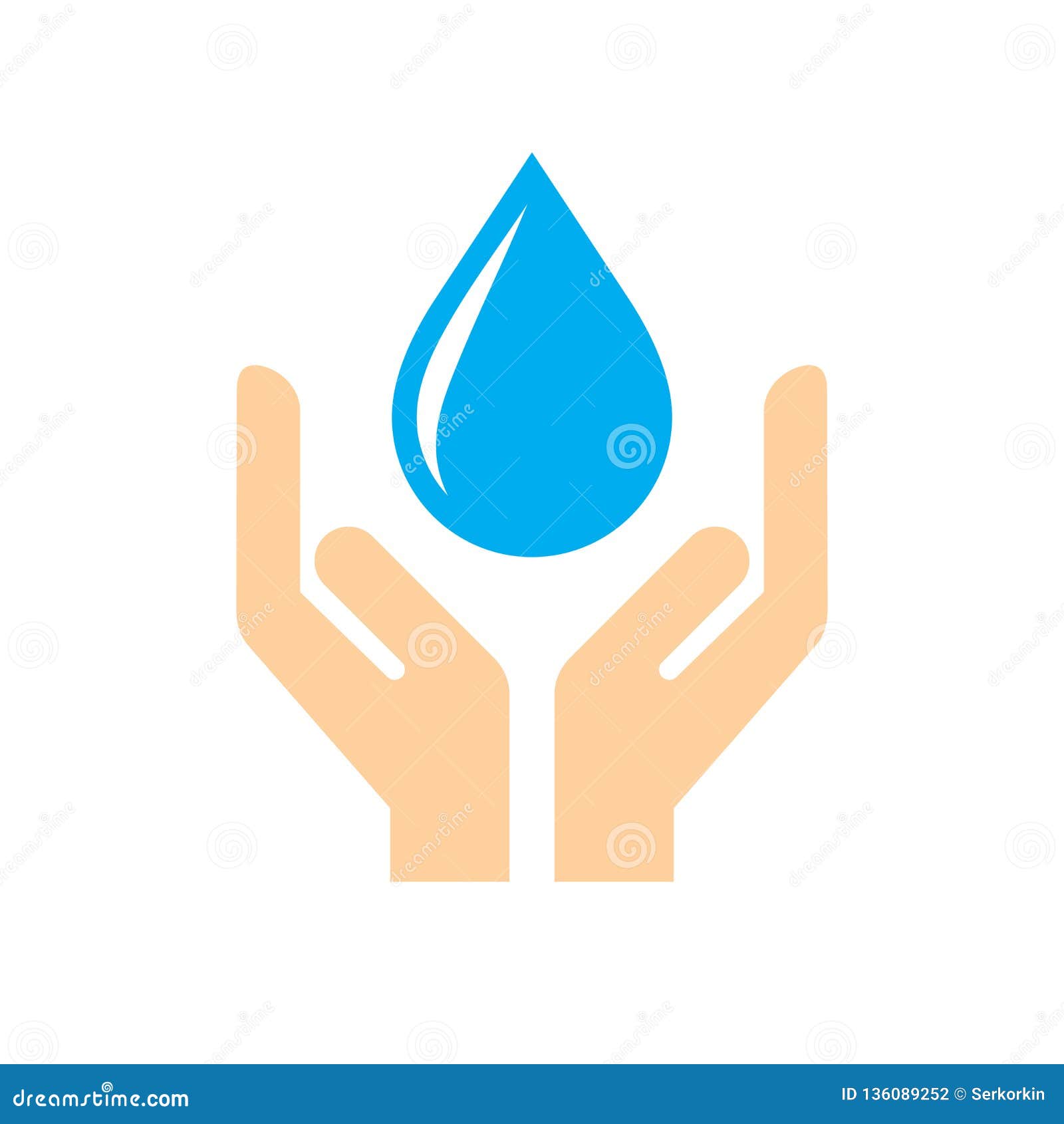 Water Drop in Hands - Colored Icon on White Background Vector ...