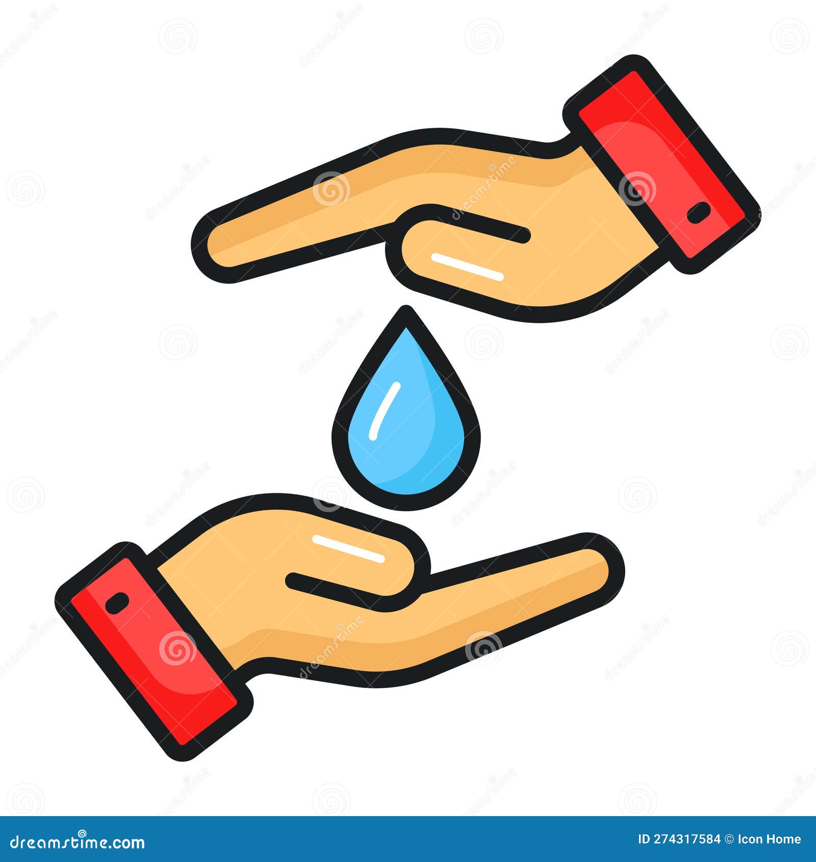 Water Drop in Hands Denoting Icon of Water Saving in Modern Style, Easy ...
