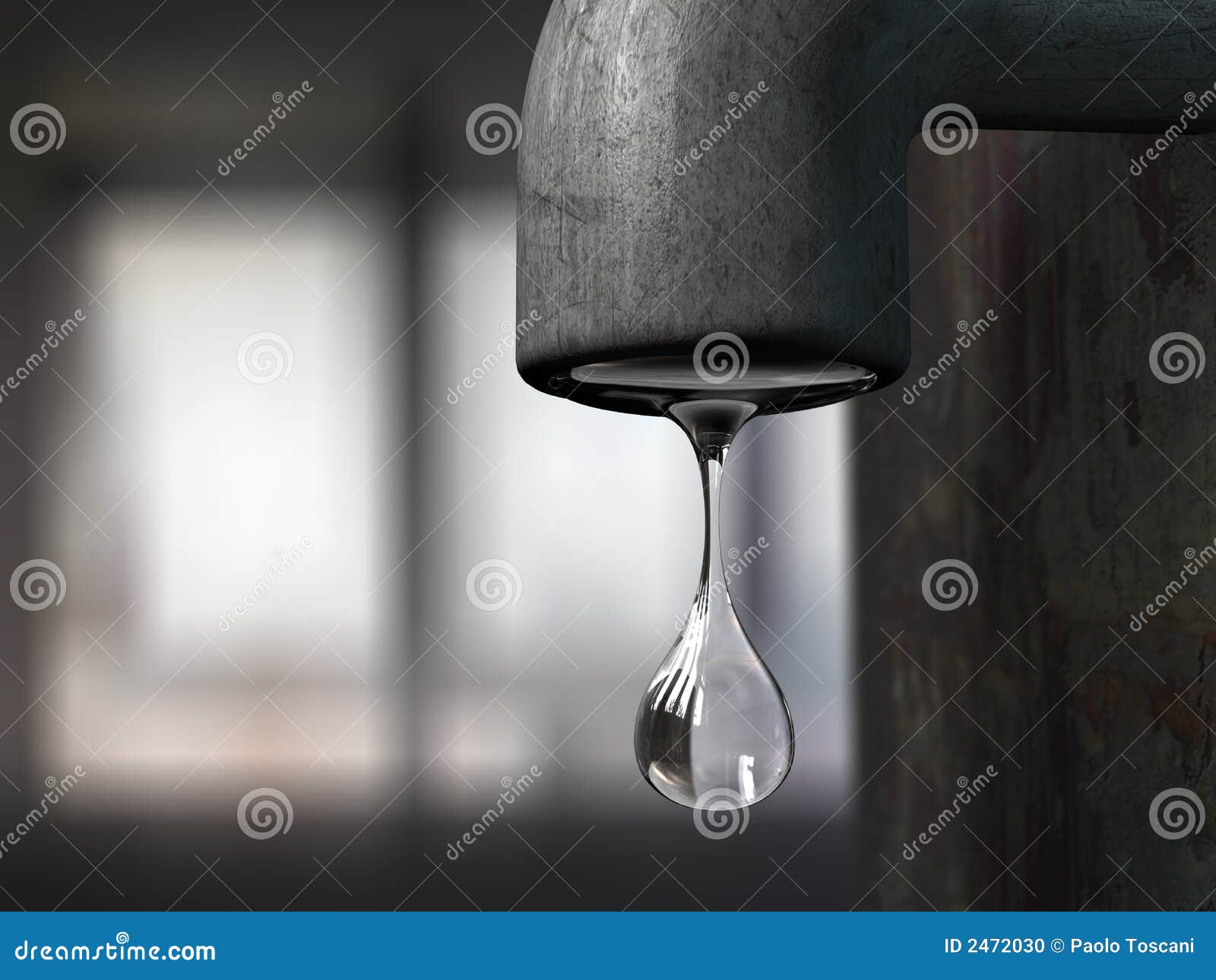 Water Drop Hanging from a Meta Stock Illustration - Illustration of ...