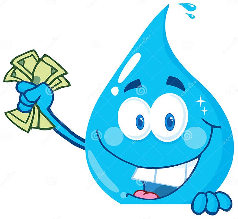 Water drop holding money stock vector. Illustration of object - 25761496