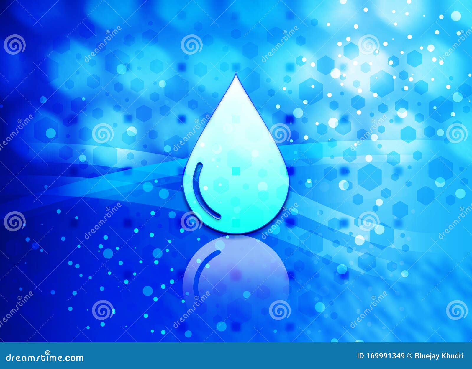 Water Drop Icon Abstract Light Cyan Blue Hexagon Pattern Background ...