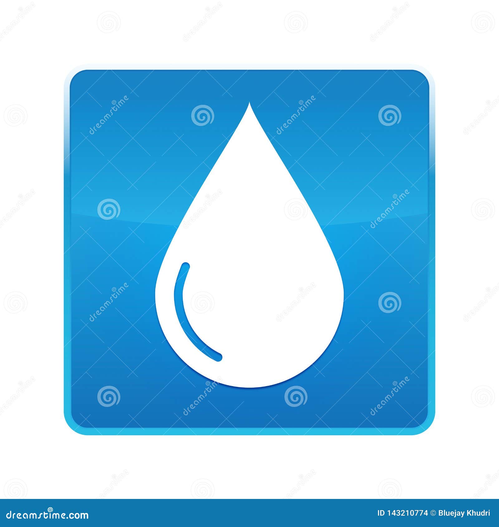 Water Drop Icon Shiny Blue Square Button Stock Illustration ...