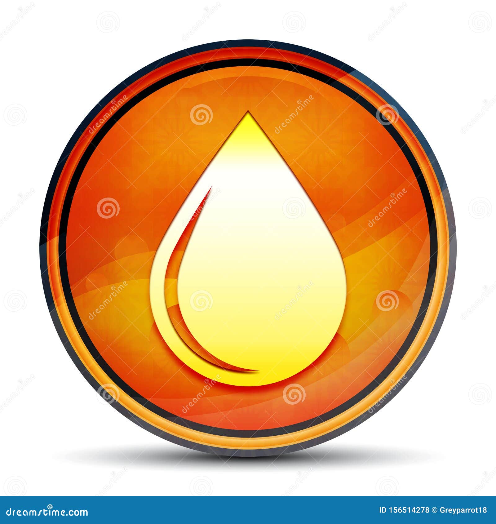 Water Drop Icon Shiny Bright Orange Round Button Illustration Stock ...