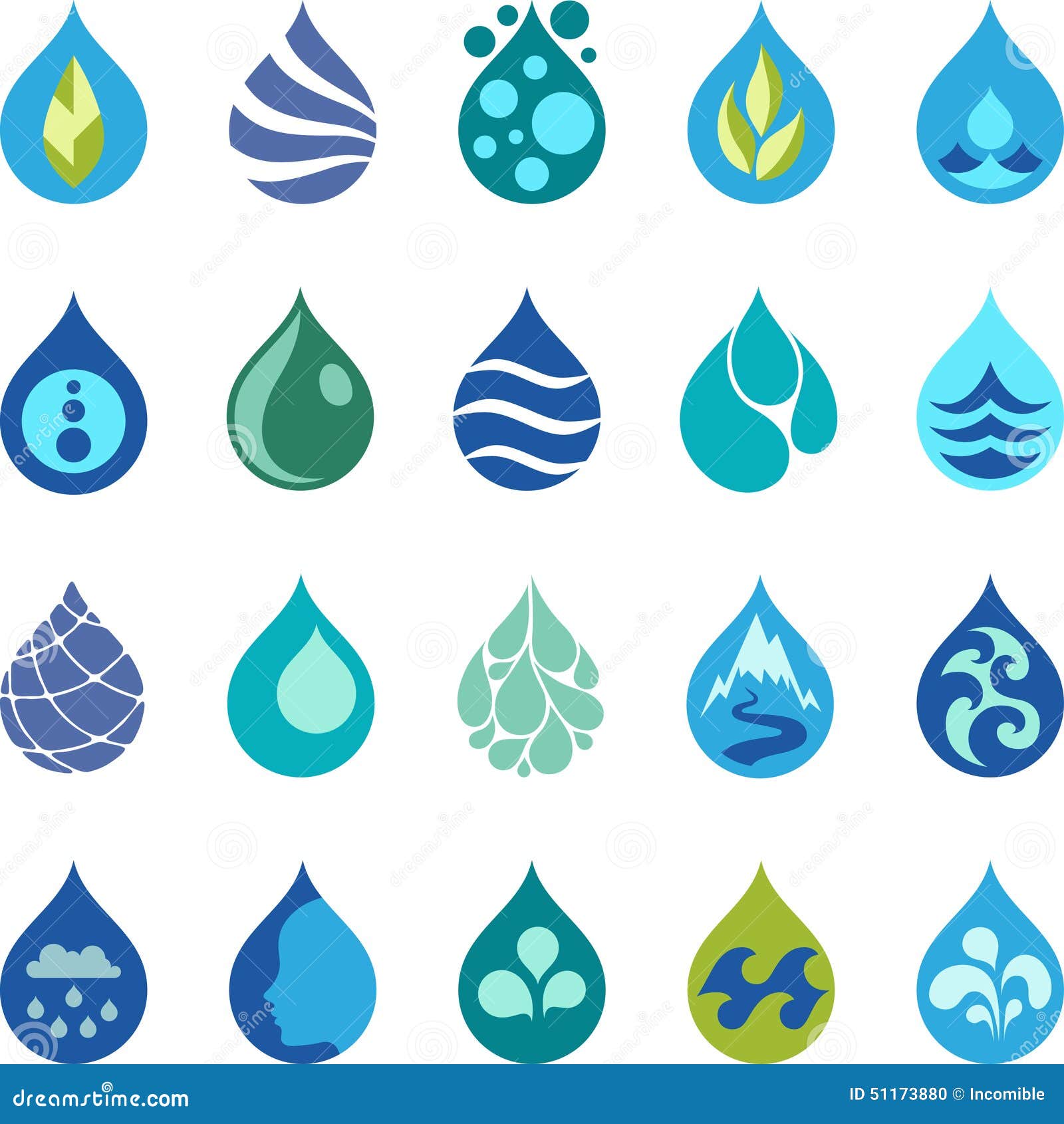 Water Drop Icons and Design Elements Stock Vector - Illustration of ...