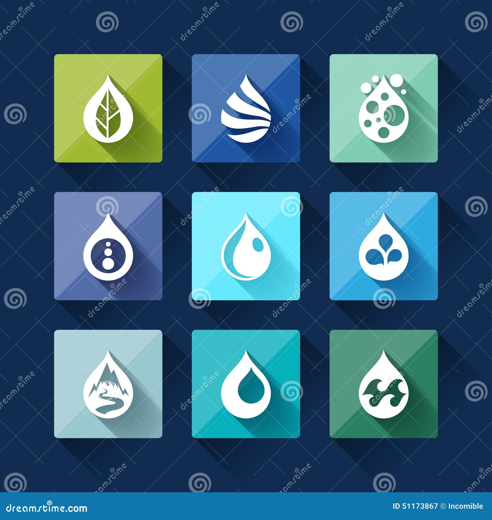 Water Drop Icons in Flat Design Style Stock Vector - Illustration of ...