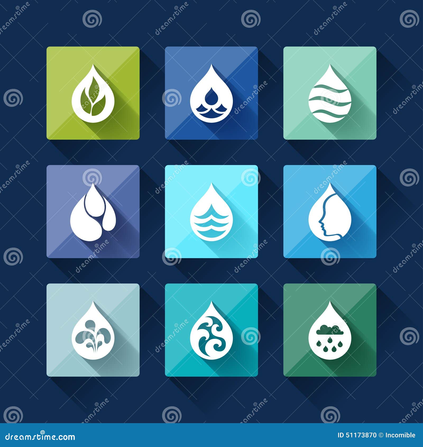 Water Drop Icons in Flat Design Style Stock Vector - Illustration of ...