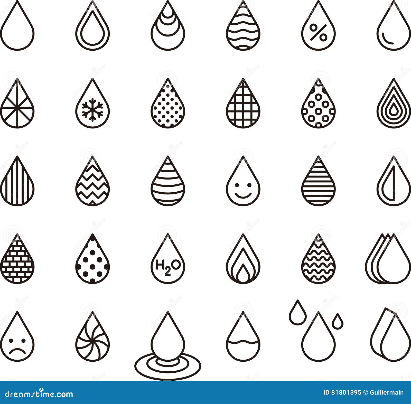 Drop Icons. Drop, Aqua, Fluid Symbols. Black Drop Icons Isolated On A ...