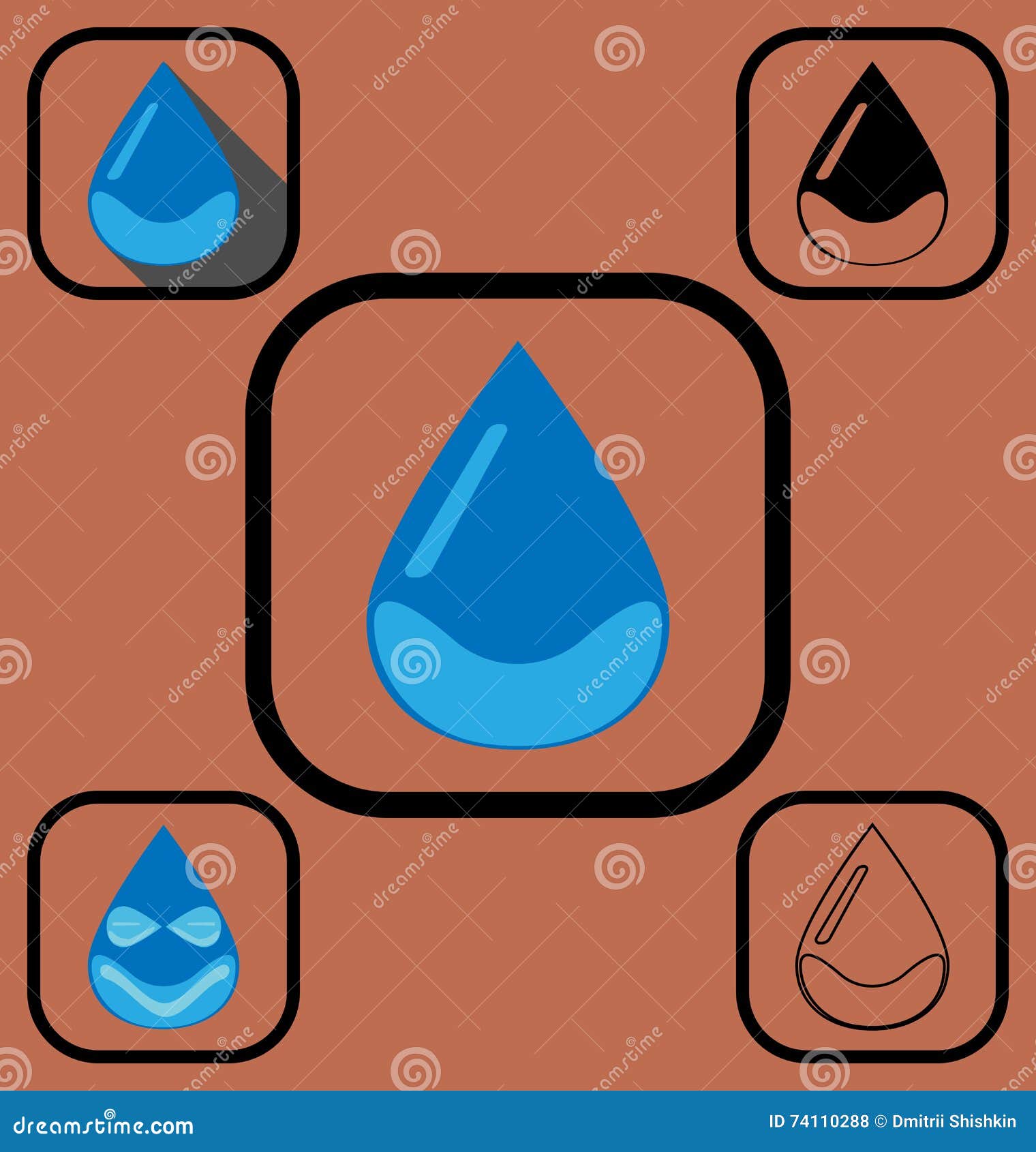 Water drop icons set stock vector. Illustration of clean - 74110288