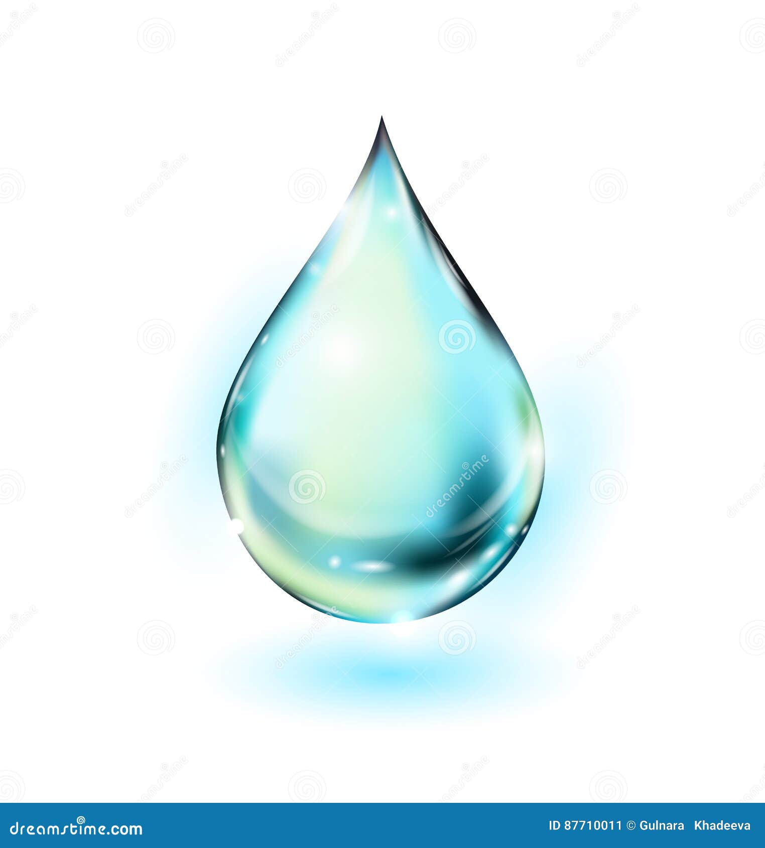 Water Drop Illustration. Clean Water Drop on White. Falling Water Drop ...