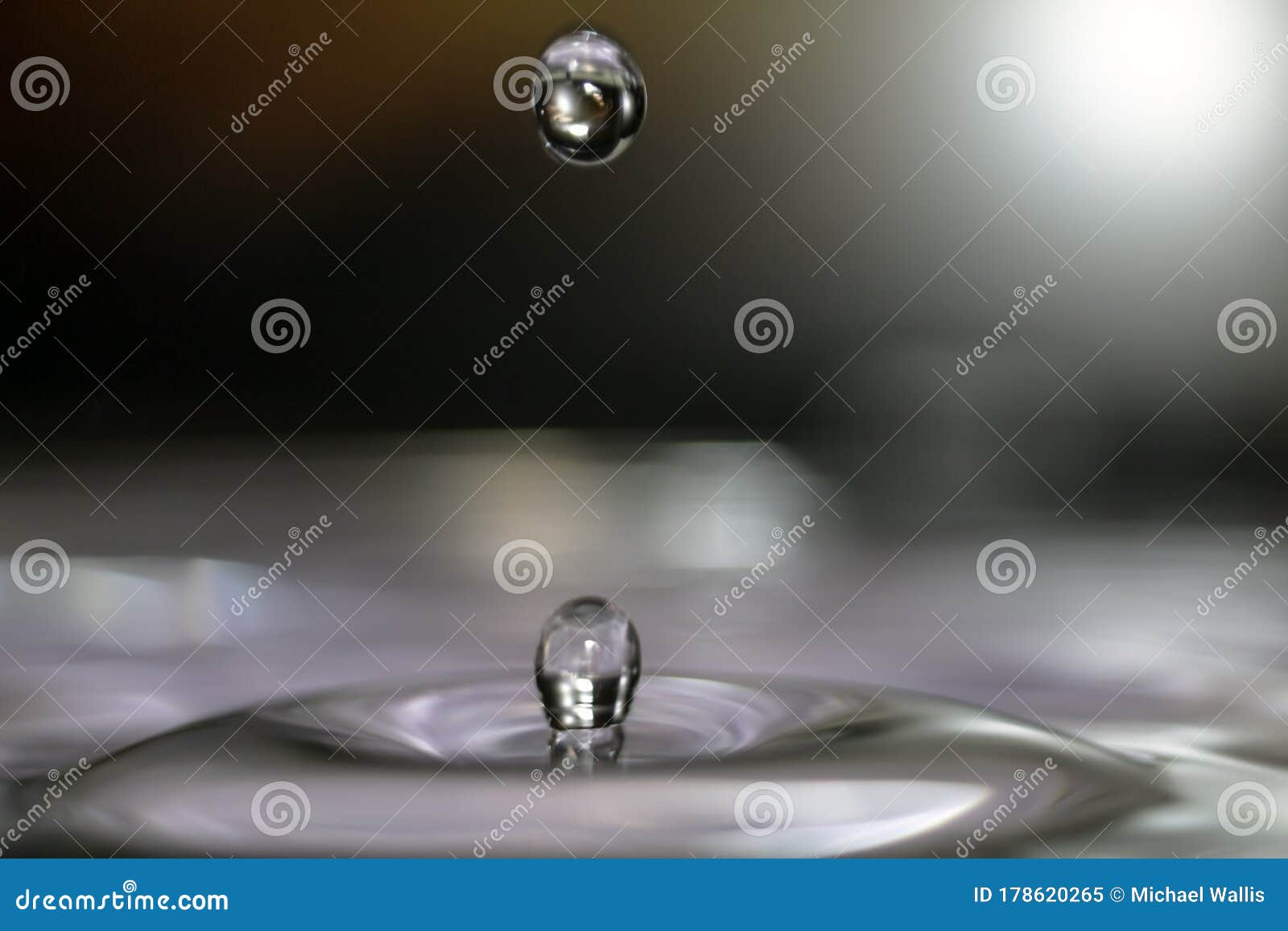 Water Drop Landing in a Puddle of Water Stock Image - Image of abstract ...