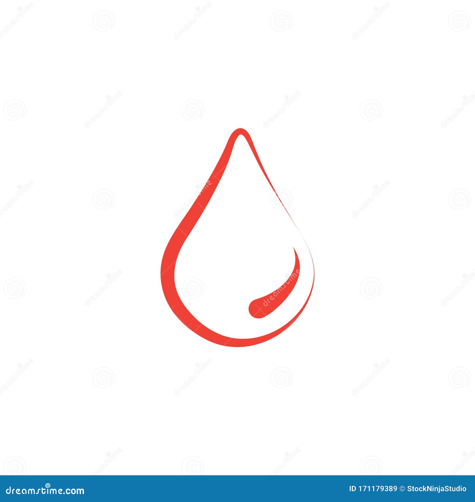 Water Drop Line Red Icon on White Background. Red Flat Style Vector ...