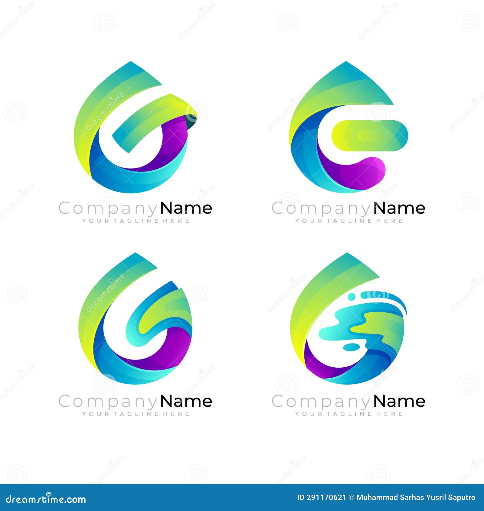 Water Drop Logo and Letter G Design Colorful, 3d Style Stock Vector ...