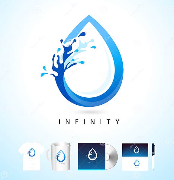 Water Drop Logo. Vector Water Drop Design with Splash Stock Vector ...
