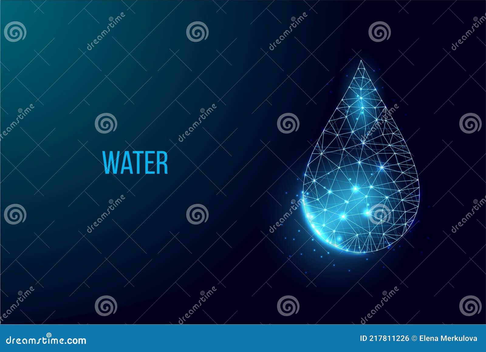 Water Drop. Low Poly Style Design. Wireframe Light Connection Structure ...