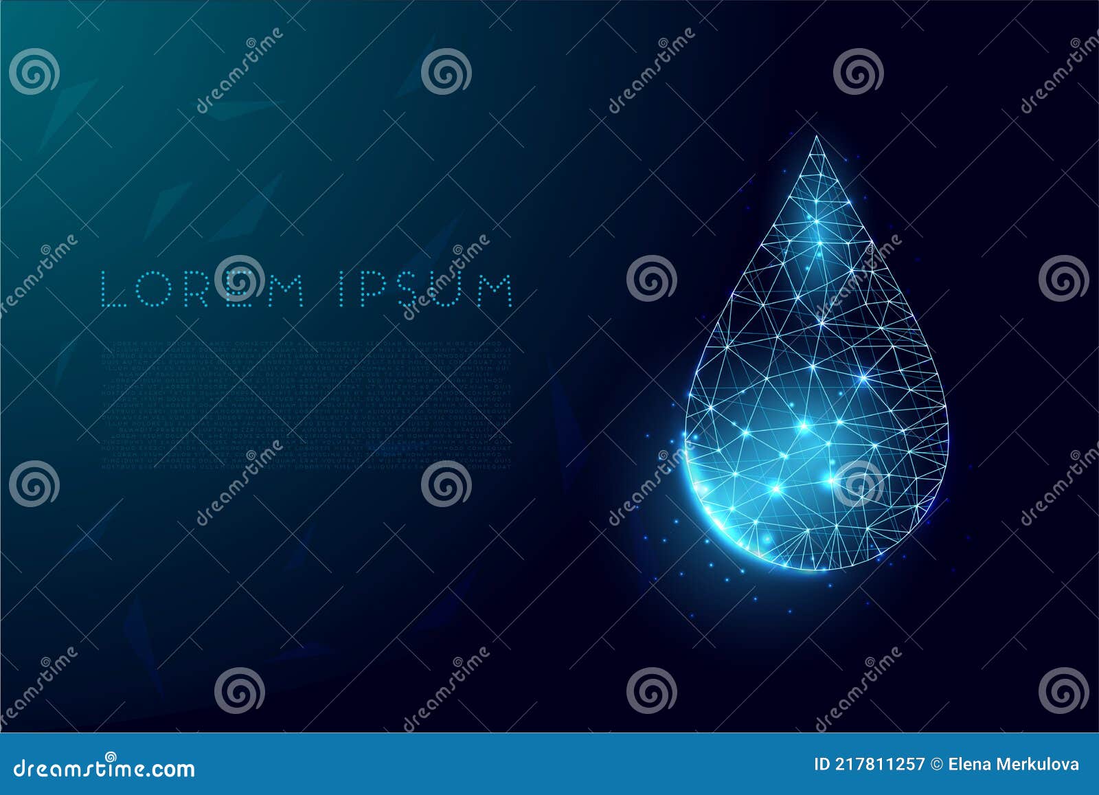 Water Drop. Low Poly Style Design. Wireframe Light Connection Structure ...