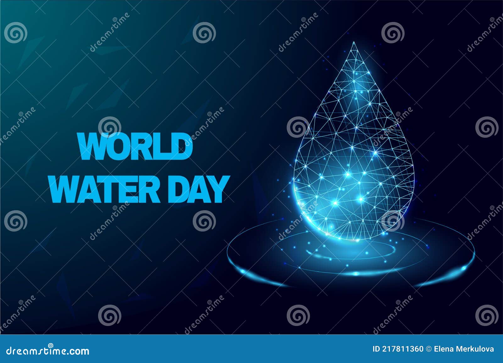 Water Drop. Low Poly Style Design. Wireframe Light Connection Structure ...