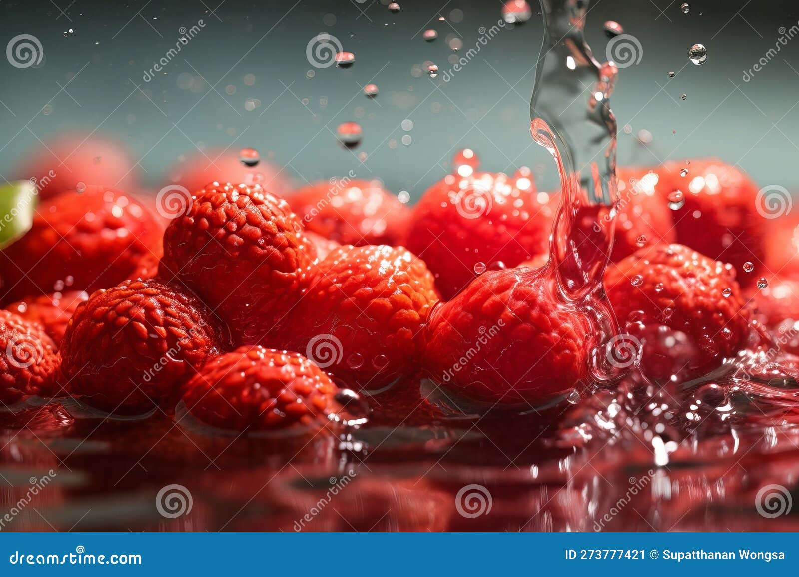 Water Drop Lychee Splash on Blue Background Stock Illustration ...