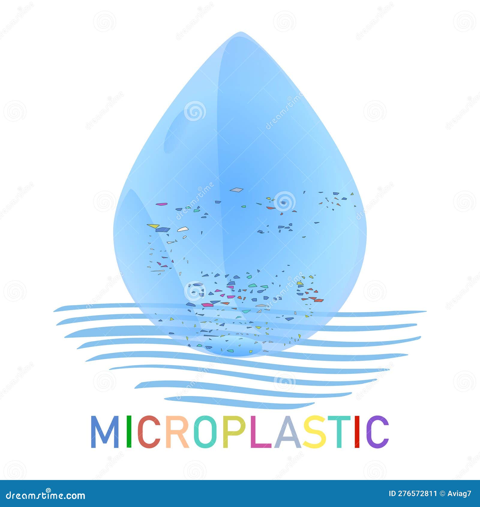 Water Drop with Microplastic Isolated on White Background. Water ...