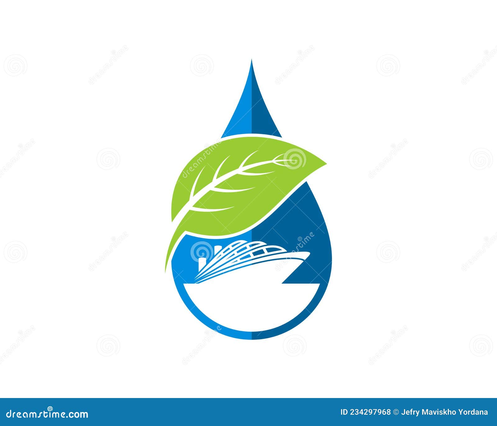 Water Drop with Modern Ship and Nature Leaf Stock Illustration ...