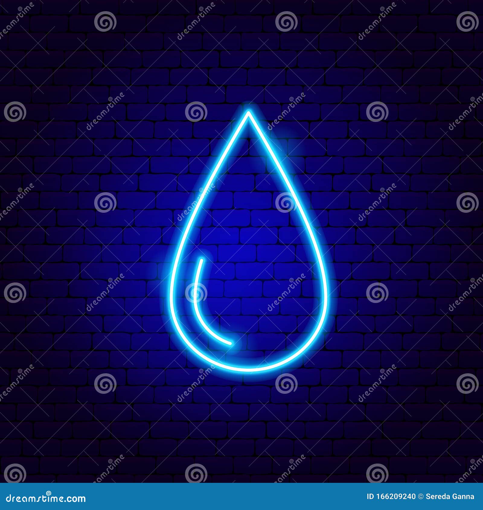 Water Drop Neon Sign stock vector. Illustration of fresh - 166209240