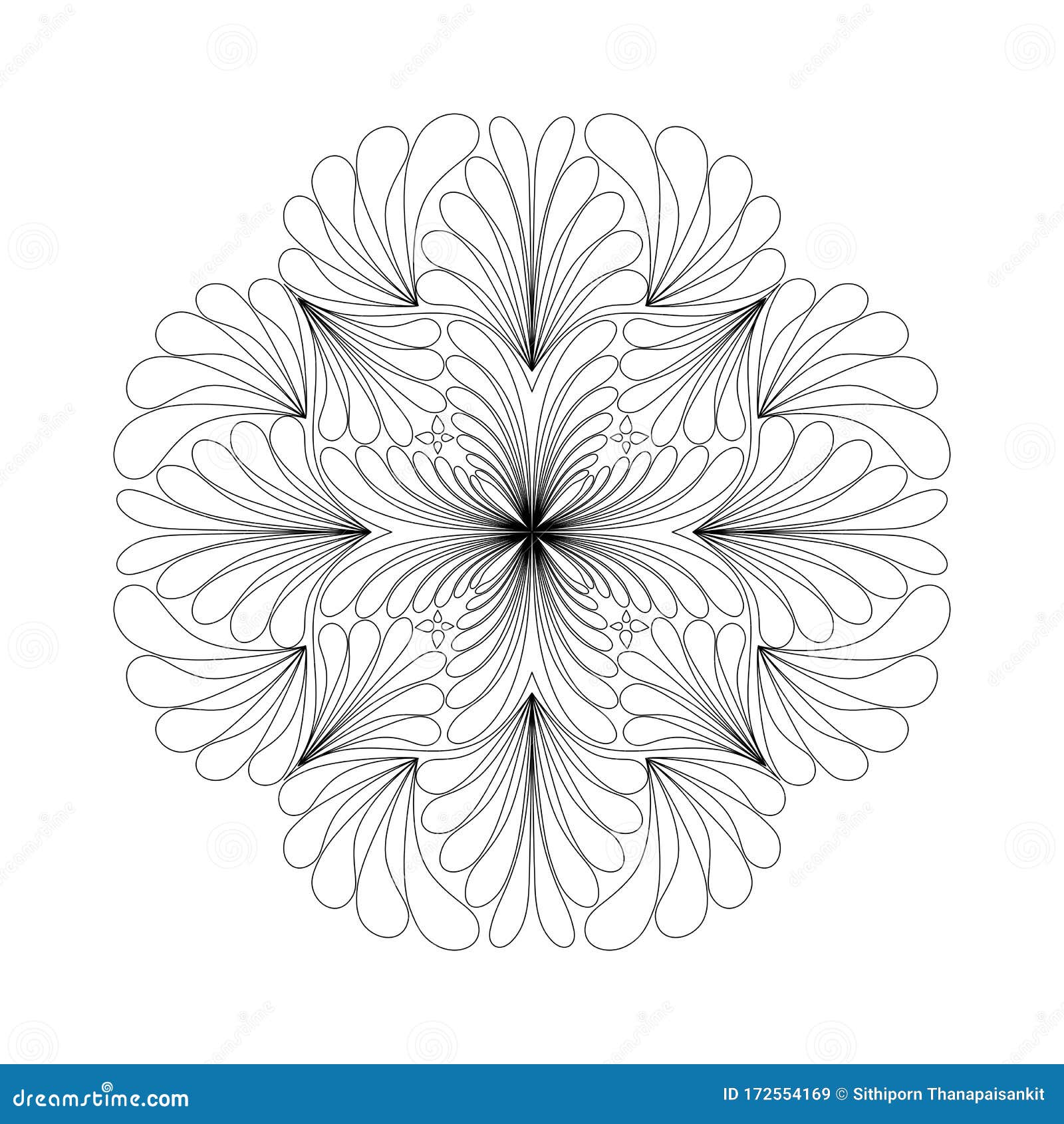 Water Drop Pattern of Mandala with Floral Coloring Book Stock Vector ...